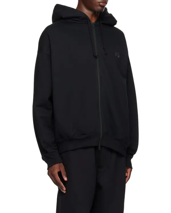Y3 Zip-up Hooded Jacket With Embellished Chest