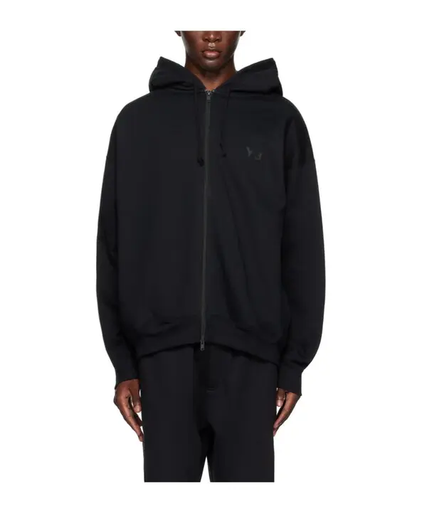 Y3 Zip-up Hooded Jacket With Embellished Chest