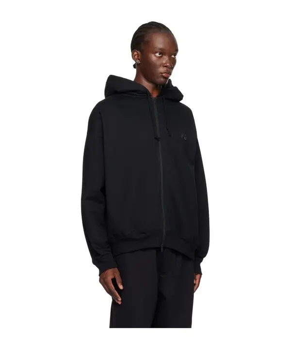 Y3 Zip-up Hooded Jacket With Embellished Chest