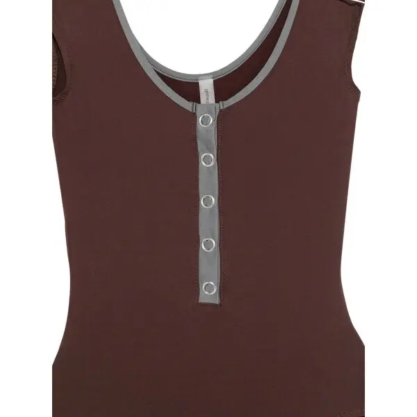 Gimaguas Sleeveless V-neck One-piece Swimsuit With Button Detail