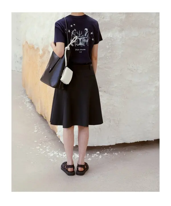 LOW CLASSIC Flared Midi Skirt With Belted Waist