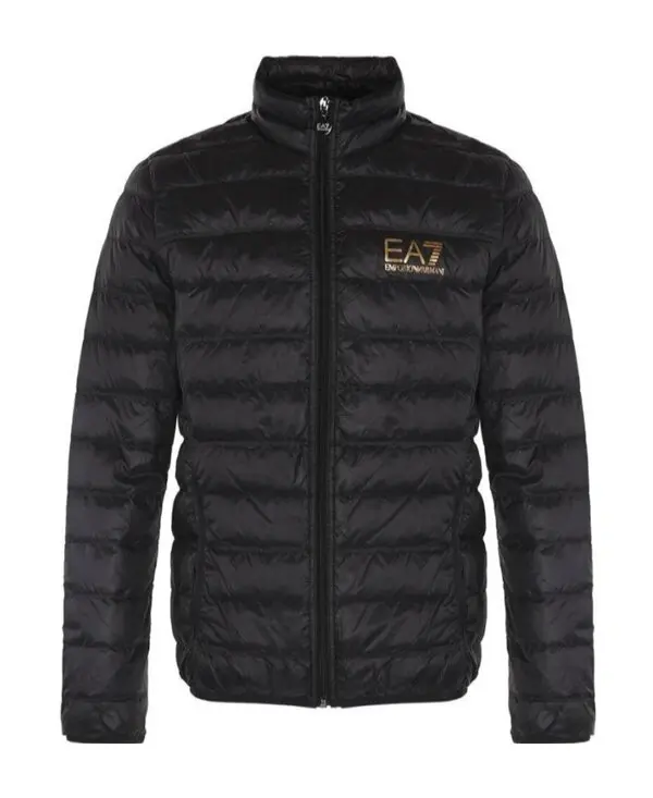 EA7 Quilted Zip-up Down Jacket With Stand Collar