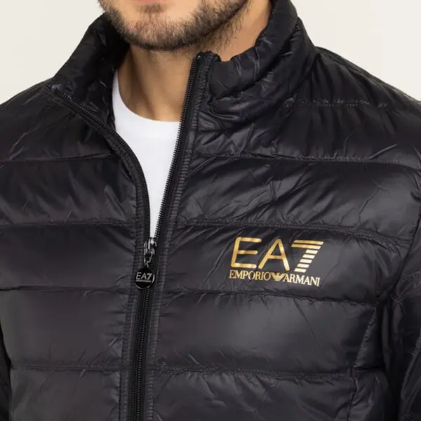EA7 Quilted Zip-up Down Jacket With Stand Collar