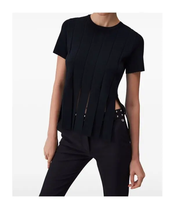 Liu Jo Short-sleeve Knitted Sweater With Fringe Detail