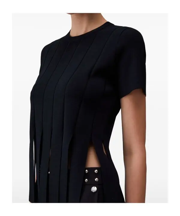 Liu Jo Short-sleeve Knitted Sweater With Fringe Detail
