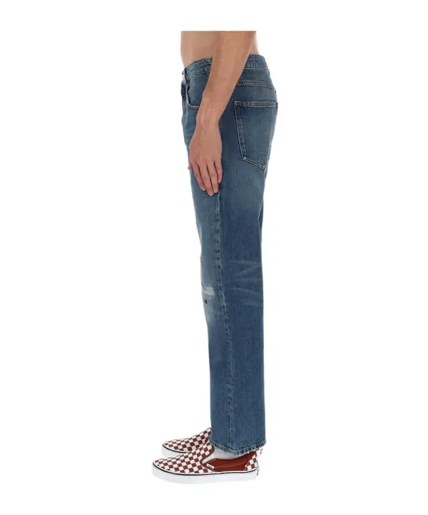AMISH SUPPLIES James Distressed Straight-leg Jeans - Blue