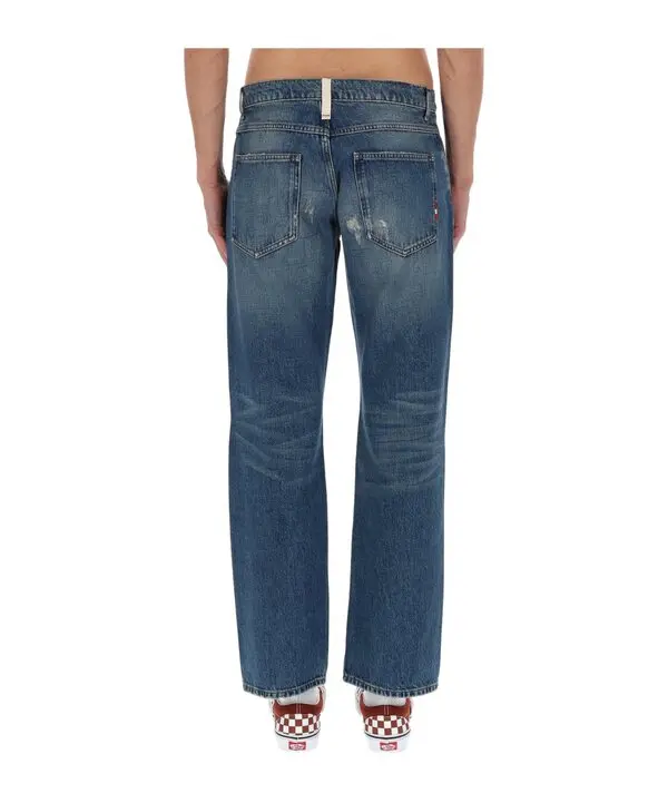 AMISH SUPPLIES James Distressed Straight-leg Jeans - Blue