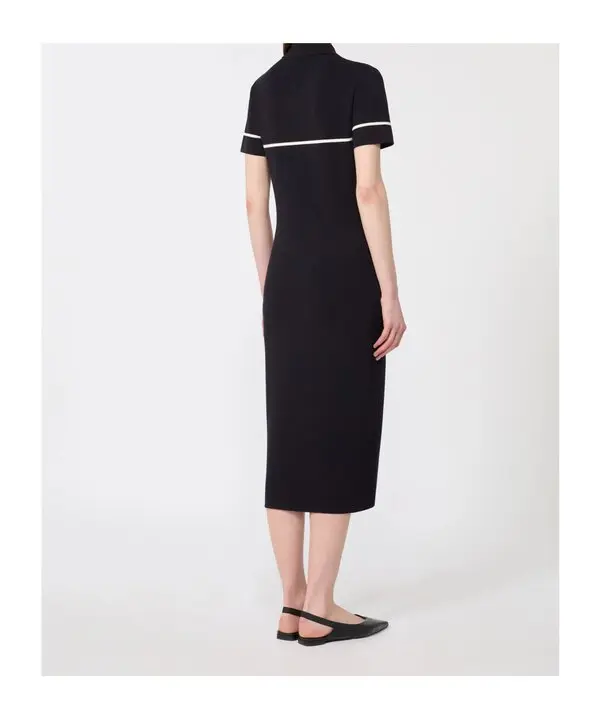 Max Mara Short Sleeve Collared Knit Dress With Half-zip