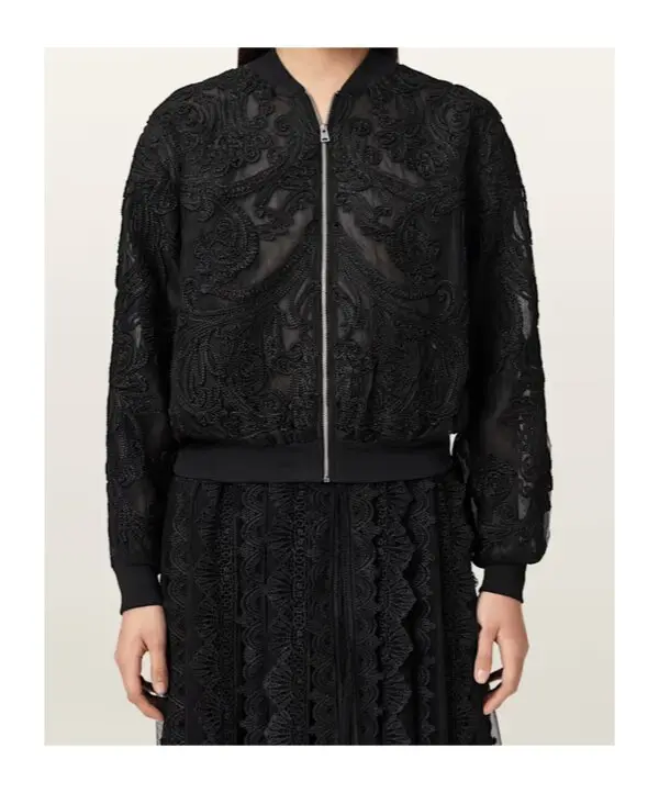 ALLSAINTS Jade Embroidered Zip-up Jacket