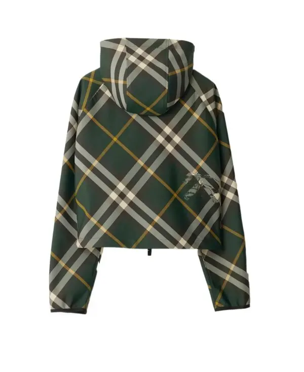 Burberry Check-pattern Zip-up Hooded Cropped Jacket