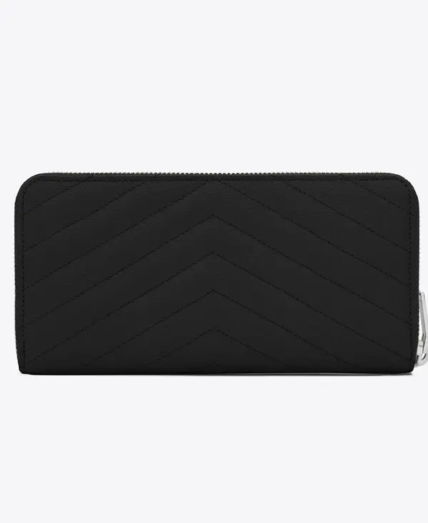 Saint Laurent Monogram Matelassé Zip-around Wallet - Black