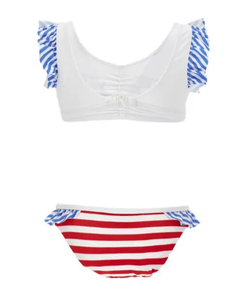 Monnalisa X Hello Kitty Striped Ruffled Bikini Set