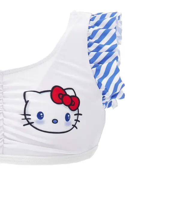 Monnalisa X Hello Kitty Striped Ruffled Bikini Set