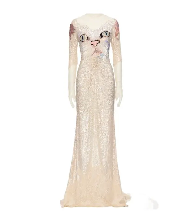 Valentino Garavani Sequined Cat Motif Gown