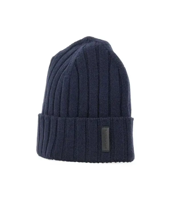 Emporio Armani Ribbed Cashmere Beanie - Deep Navy Blue