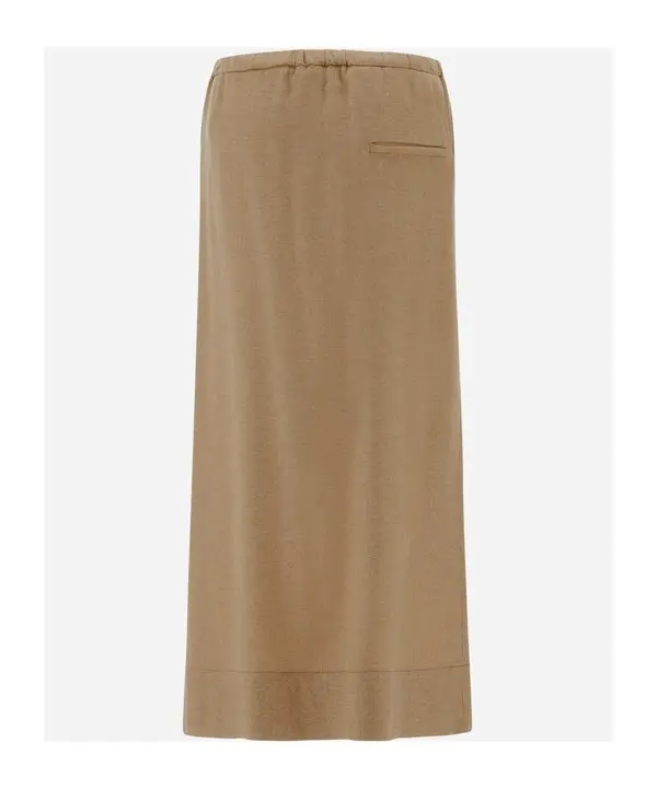 Herno Drawstring Waist Midi Skirt With Back Welt Pockets