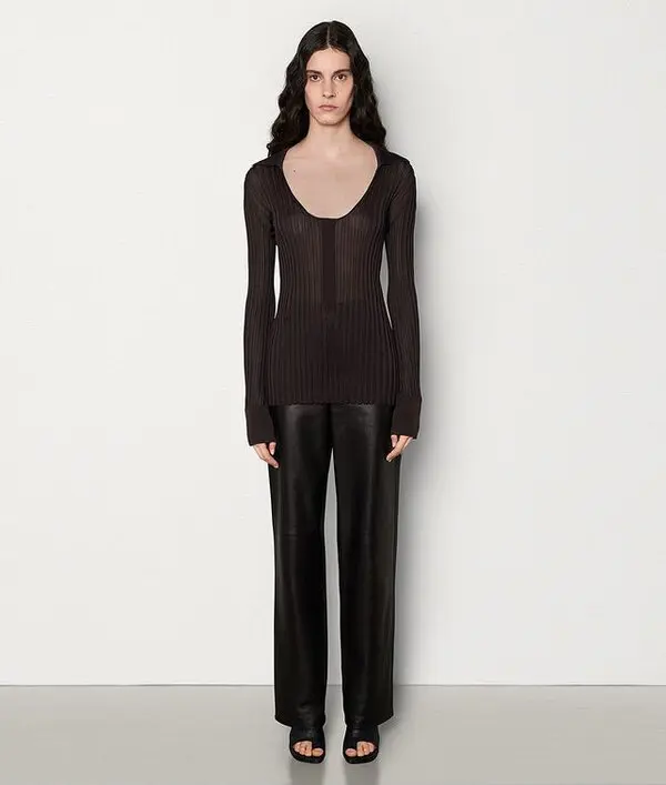 Bottega Veneta Long Sleeve Ribbed Knit Pullover