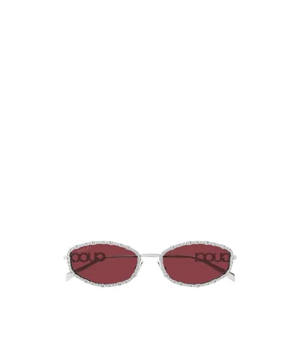 Gucci Oval Embellished Logo Sunglasses