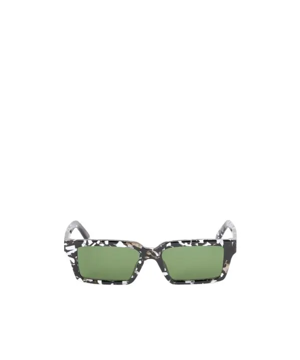 Off-White Rectangular Patterned Sunglasses - Green