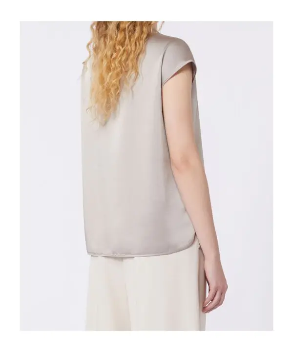 Max Mara Sleeveless Satin Top With Lace Trim