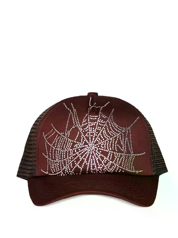 SP5DER Rhinestone Embellished Trucker Hat - Red