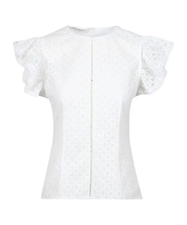 Philosophy Di Lorenzo Serafini Broderie Anglaise Cropped Blouse