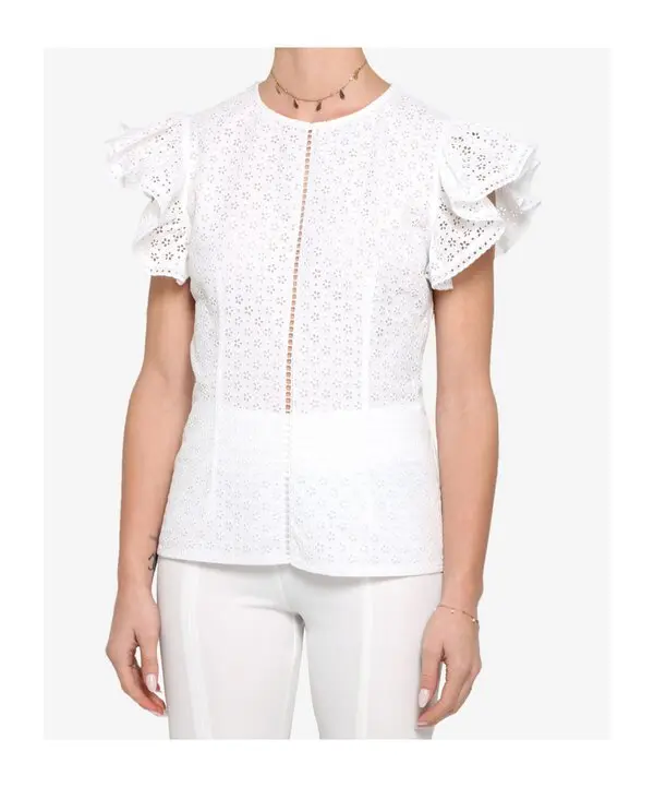Philosophy Di Lorenzo Serafini Broderie Anglaise Cropped Blouse