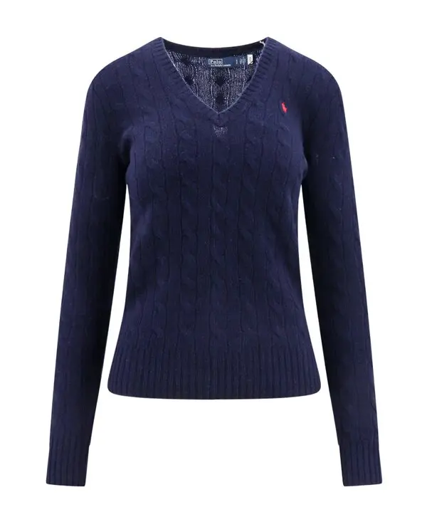 Polo Ralph Lauren Cable-knit V-neck Long-sleeve Jumper - Blue