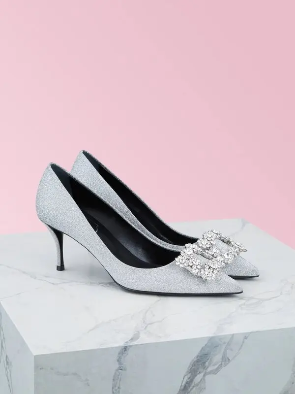 ROGER VIVIER Flower Buckle Pointed Toe Pumps