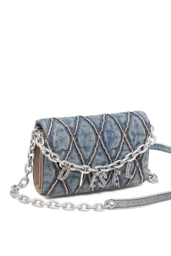 DIESEL® Charm-d Embellished Denim Strap Wallet