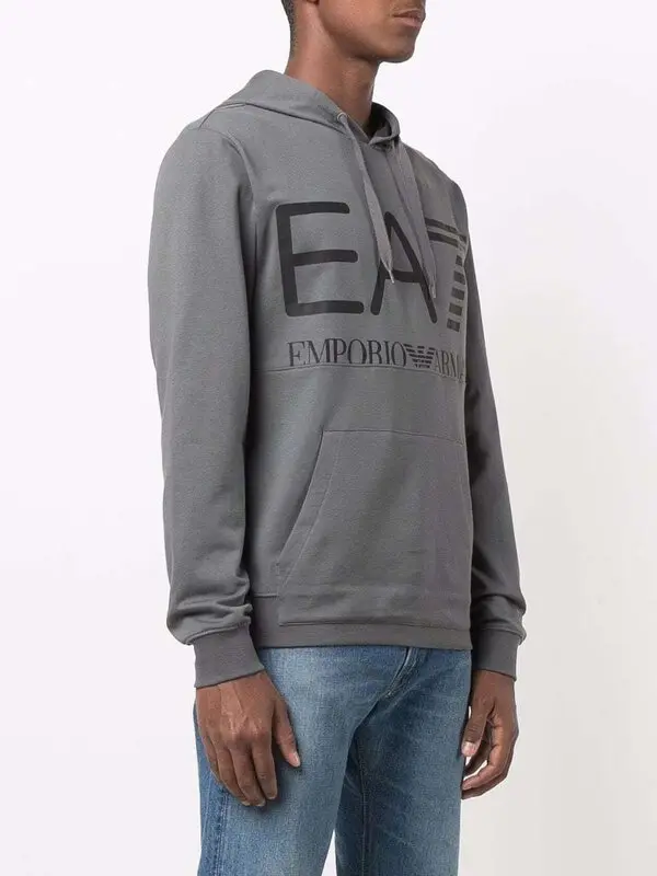 EA7 Logo Printed Pullover Hoodie