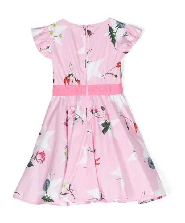 Monnalisa Floral Printed Star Poplin Dress