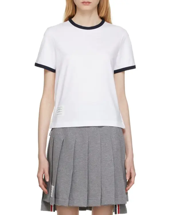 Thom Browne Ringer T-shirt With Logo Appliqu