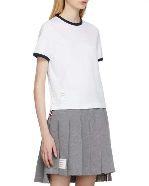 Thom Browne Ringer T-shirt With Logo Appliqu