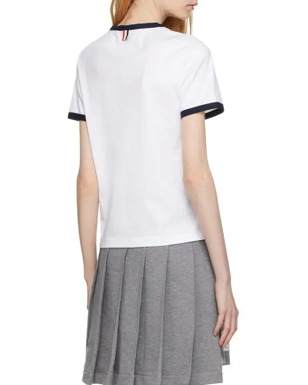 Thom Browne Ringer T-shirt With Logo Appliqu