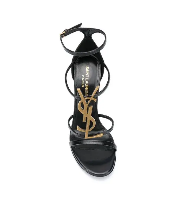 Saint Laurent Cassandra Monogram High Heel Sandals - Black