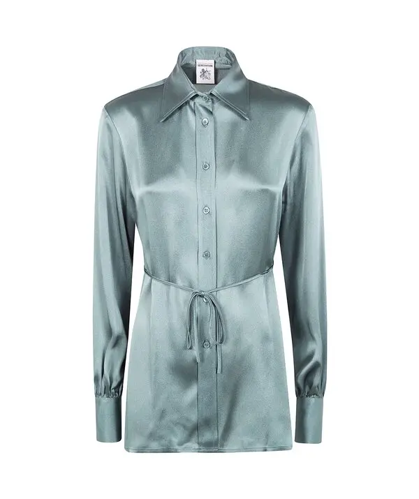 SEMICOUTURE Long Sleeve Tie-waist Shirt - Gray