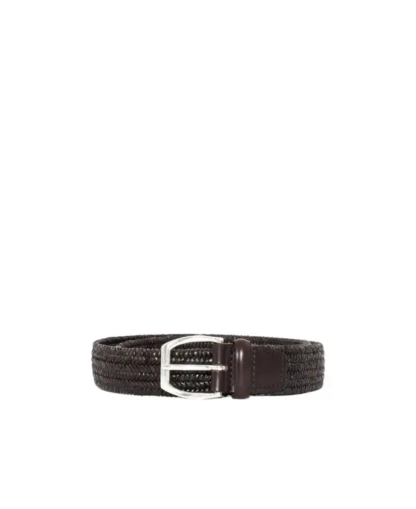 ORTIGNI Wide Braided Belt With British Finish Clasp - Black