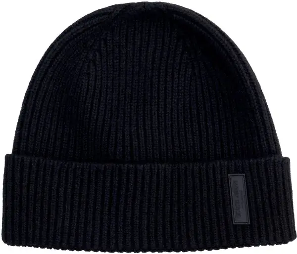 Giorgio Armani Logo-patch Cashmere-knit Beanie - Black