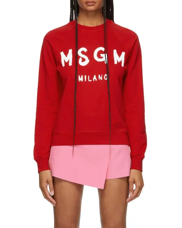 MSGM Logo Printed Crew Neck Sweatshirt