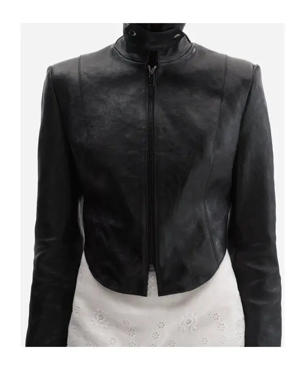 Magda Butrym Curved Hem Leather Jacket