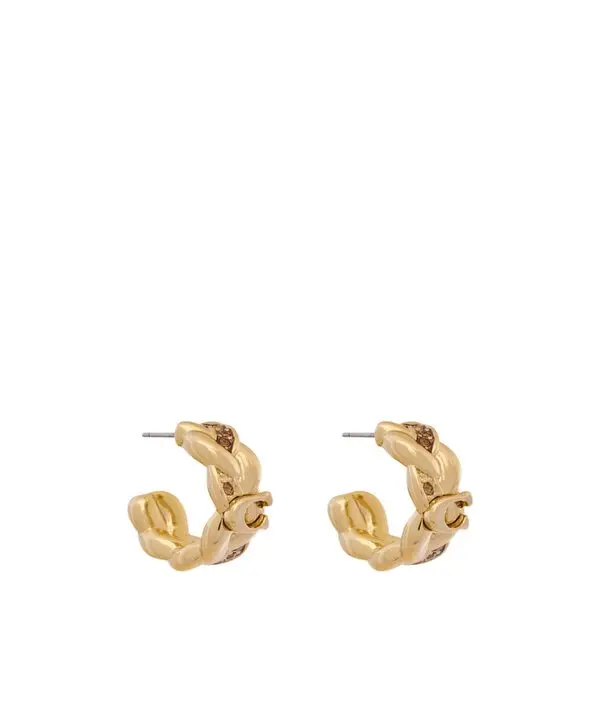 COACH Twisted Hoop Earrings With Crystal Embellishments - Yellow