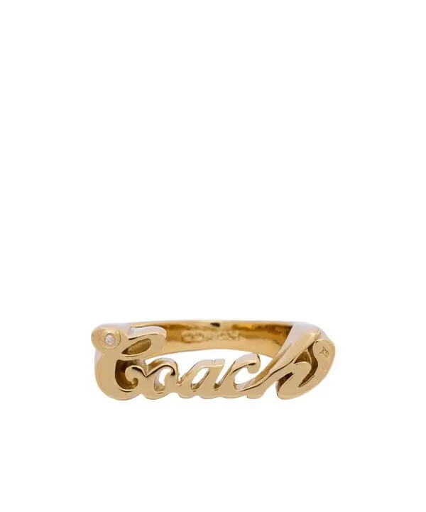 COACH Letter Logo Ring With Crystal Detail - Yellow