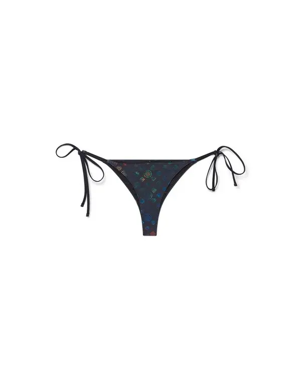 Casablanca Monogram String Bikini Bottom - Black