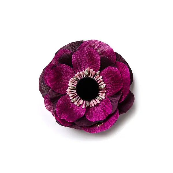 HELENA SIMON Handcrafted Magenta Anemone Floral Brooch - Pink