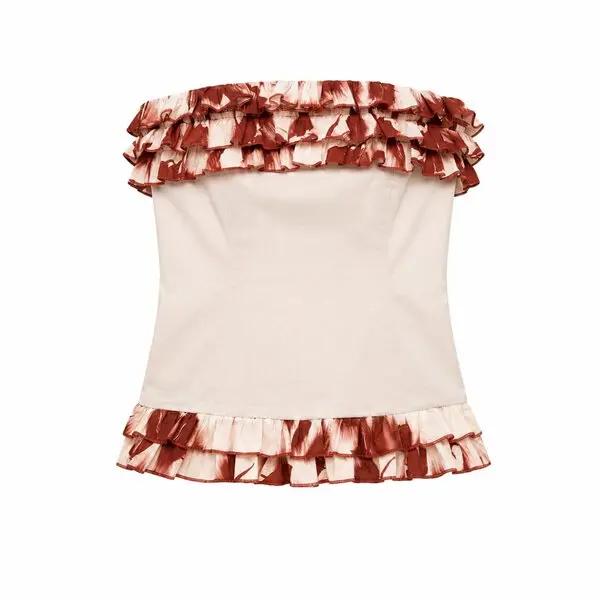 Carmen Says Strapless Ruffle Top With Floral Print