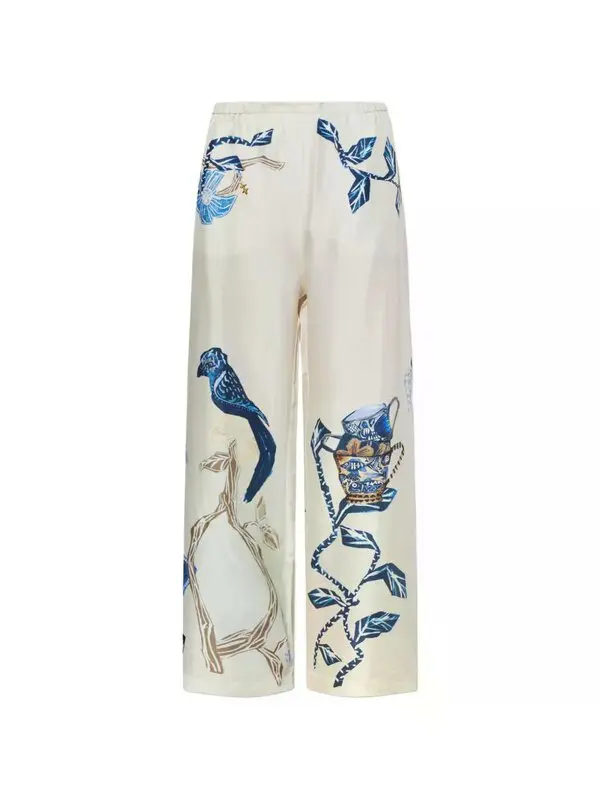 Munthe Graphic Print Silk Wide-leg Trousers