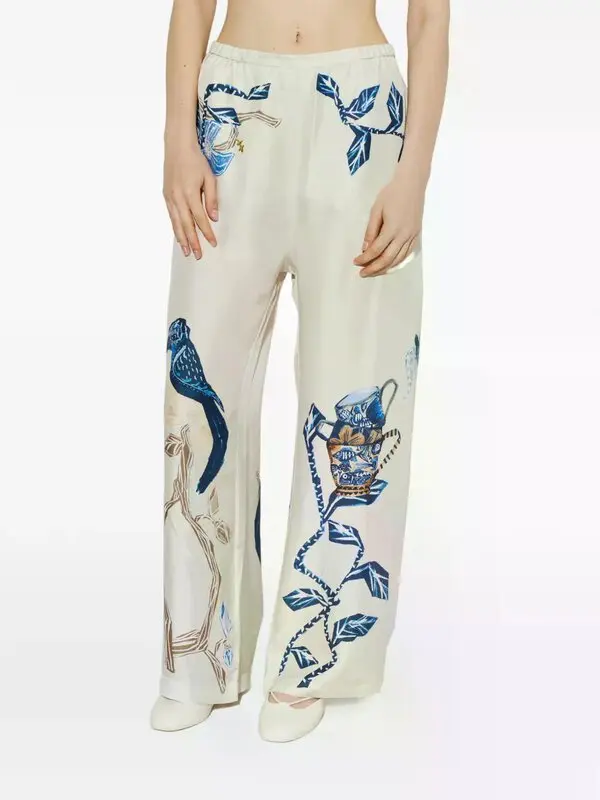 Munthe Graphic Print Silk Wide-leg Trousers
