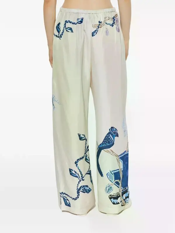 Munthe Graphic Print Silk Wide-leg Trousers