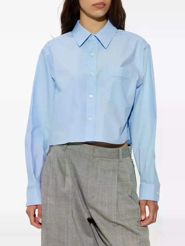 Alexander Wang Cropped Cotton Shirt With Embroidered Logo